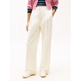 Tommy Jeans Damen Chinohose "TJW WIDE LEG CHINO"ancient wei&szlig;, Gr. 34, unifarben, Web, Obermaterial: 65% Baumwolle, 33% Lyocell, 2% Elasthan, Hosen,