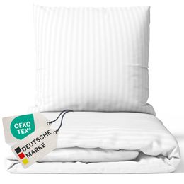 NYVI Bettw&auml;sche Set DreamScience Mikrofaser Damast - Atmungsaktiv & Weich - Mit Rei&szlig;verschluss Farbe:wei&szlig;;Gr&ouml;&szlig;e:155x220 + 80x80 cm