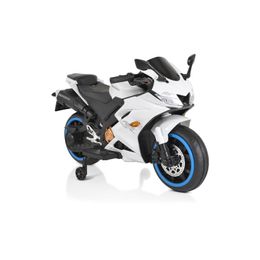 Moni Kinder Elektromotorrad Motocross MP3-Funktion Bluetooth St&uuml;tzr&auml;der Lichter wei&szlig;