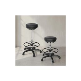 KADIMA DESIGN Arbeitshocker Livorno: H&ouml;henverstellbar, Kunstleder-Sitzfl&auml;che, Kunststoff-Fu&szlig;kreuz, drehbare Fu&szlig;ablage, 120 kg Belastbarkeit.
