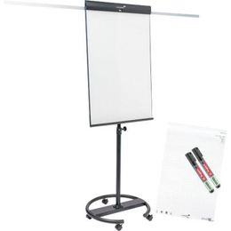 Mobiles Flipchart Legamaster Sketch Pro, magnetische Tafel, h&ouml;henverstellbar, 2 Seitenarme, Rundfu&szlig;, inkl. Starterset, B 680 x H 1050 mm, schwarz-wei&szlig;