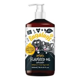 Bugalugs Leinsamen&ouml;l &ndash; 100 % pflanzliches Omega 3-6-9 Erg&auml;nzungs&ouml;l f&uuml;r Hunde & Katzen