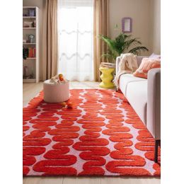 benuta Pop Kurzflor Teppich Ally Rot 160x230 cm - Moderner Kurzflor-Teppich f&uuml;r Wohnzimmer