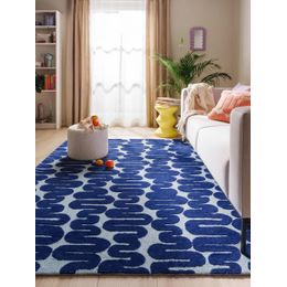 benuta Pop Kurzflor Teppich Ally Blau 120x170 cm - Moderner Kurzflor-Teppich f&uuml;r Wohnzimmer