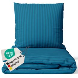 NYVI Bettw&auml;sche Set DreamScience Mikrofaser Damast - Atmungsaktiv & Weich - Mit Rei&szlig;verschluss Gr&ouml;&szlig;e:135x200 + 80x80 cm;Farbe:petrol