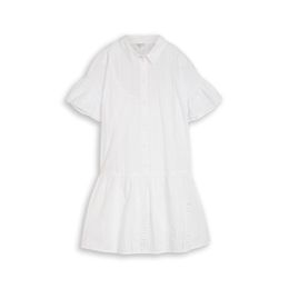 Tom Tailor Denim Damen Mini-Kleid mit Lockstickerei, wei&szlig;, Uni, Gr. XS