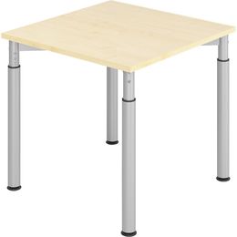 VERA-ZWO - Schreibtisch mit 4-Fu&szlig;-Gestell, h&ouml;henverstellbar, Tiefe 800 mm, Breite 800 mm, Ahorn-Dekor / alusilber kaiserkraft