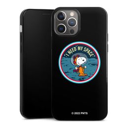 DeinDesign iPhone 12 Pro Handy Slim Case extra d&uuml;nn Silikon Handyh&uuml;lle schwarz H&uuml;lle Peanuts Weltall Snoopy Silikon Slim Case