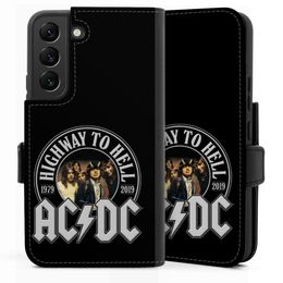 DeinDesign Galaxy S22 Handy Klapph&uuml;lle Handyh&uuml;lle aus Kunst Leder schwarz Flip Case Acdc Official Licensed Product Rock Sideflip mit langer Lasche