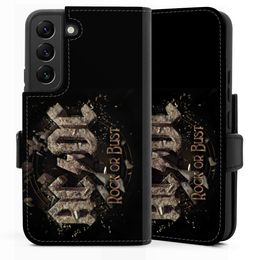 DeinDesign Galaxy S22 Handy Klapph&uuml;lle Handyh&uuml;lle aus Kunst Leder schwarz Flip Case Official Licensed Product Rock Or Bust Acdc Sideflip mit langer Lasche