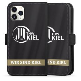 DeinDesign iPhone 11 Pro Handy Klapph&uuml;lle Handyh&uuml;lle aus Kunst Leder schwarz Flip Case Thw Kiel Handball Merchandise Sideflip mit Lasche