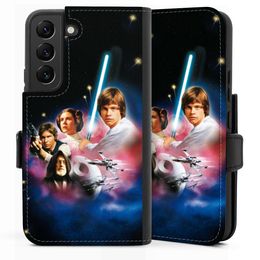 DeinDesign Galaxy S22 Handy Klapph&uuml;lle Handyh&uuml;lle aus Kunst Leder schwarz Flip Case Star Wars Lightsaber Merchandise Sideflip mit langer Lasche