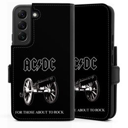 DeinDesign Galaxy S22 Handy Klapph&uuml;lle Handyh&uuml;lle aus Kunst Leder schwarz Flip Case Music Acdc Merchandise Sideflip mit langer Lasche