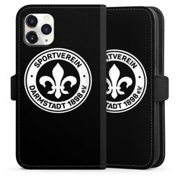 DeinDesign iPhone 11 Pro Handy Klapph&uuml;lle Handyh&uuml;lle aus Kunst Leder schwarz Flip Case Sv Darmstadt 98 Official Licensed Product Logo Sideflip mit Lasche