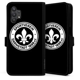 DeinDesign Galaxy A32 5G Handy Klapph&uuml;lle Handyh&uuml;lle aus Kunst Leder schwarz Flip Case Logo Sv Darmstadt 98 Official Licensed Product Sideflip mit langer Lasche