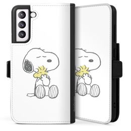 DeinDesign Galaxy S21 FE 5G Handy Klapph&uuml;lle Handyh&uuml;lle aus Kunst Leder schwarz Flip Case Snoopy Love Peanuts Sideflip mit Lasche