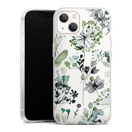 DeinDesign iPhone 13 Handy Silikon H&uuml;lle Case transparent Handyh&uuml;lle Flowers Water Colour Eukalyptus Silikon Case
