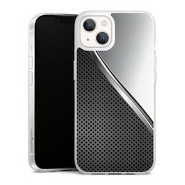 DeinDesign iPhone 13 Handy Silikon H&uuml;lle Case transparent Handyh&uuml;lle Steel Metall Carbon Silikon Case