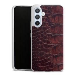 DeinDesign Galaxy A54 5G Handy Silikon H&uuml;lle Case wei&szlig; Handyh&uuml;lle Leather Crocodile Animal Print Silikon Case