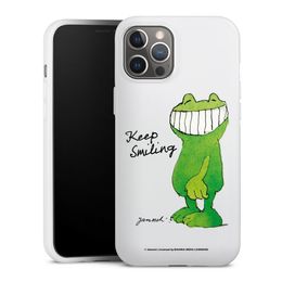 DeinDesign iPhone 12 Pro Max Handy Silikon H&uuml;lle Case wei&szlig; Handyh&uuml;lle Motivation Janosch Frog Silikon Case