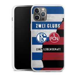 DeinDesign iPhone 12 Pro Max Handy Silikon H&uuml;lle Case wei&szlig; Handyh&uuml;lle Fc Schalke 04 Friendship 1. Fc N&uuml;rnberg Silikon Case