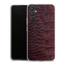 DeinDesign Galaxy A34 5G Handy Silikon H&uuml;lle Case transparent Handyh&uuml;lle Leather Crocodile Animal Print Silikon Case