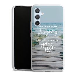 DeinDesign Galaxy A54 5G Handy Silikon H&uuml;lle Case wei&szlig; Handyh&uuml;lle Statement Beach Spruch Silikon Case