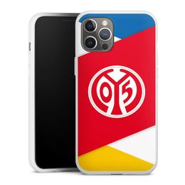DeinDesign iPhone 12 Pro Max Handy Silikon H&uuml;lle Case wei&szlig; Handyh&uuml;lle Soccer Official Licensed Product 1. Fsv Mainz 05 E.V. Silikon Case