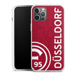 DeinDesign iPhone 12 Pro Max Handy Silikon H&uuml;lle Case wei&szlig; Handyh&uuml;lle Lettering F95 Fortuna D&uuml;sseldorf Silikon Case