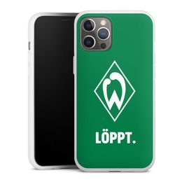 DeinDesign iPhone 12 Pro Max Handy Silikon H&uuml;lle Case wei&szlig; Handyh&uuml;lle Official Licensed Product Statement Sv Werder Bremen Silikon Case
