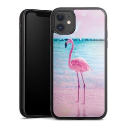 DeinDesign iPhone 11 Handy Gallery Case Handyh&uuml;lle 9H Geh&auml;rtetes Glas R&uuml;ckseite H&uuml;lle Tropical Beach Flamingo Gallery Case