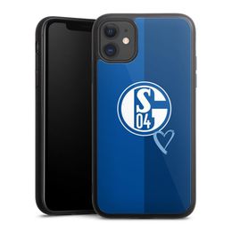 DeinDesign iPhone 11 Handy Gallery Case Handyh&uuml;lle 9H Geh&auml;rtetes Glas R&uuml;ckseite H&uuml;lle Heart Schalke 04 Fc Schalke 04 Gallery Case
