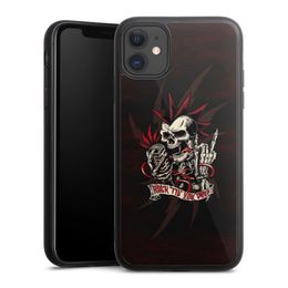 DeinDesign iPhone 11 Handy Gallery Case Handyh&uuml;lle 9H Geh&auml;rtetes Glas R&uuml;ckseite H&uuml;lle Rock Totenkopf Music Gallery Case