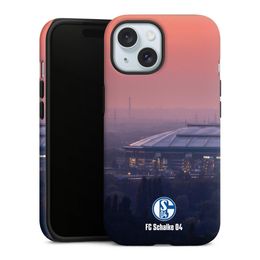 DeinDesign iPhone 15 Handy Panzer Handyh&uuml;lle robuste Outdoor H&uuml;lle Schutzh&uuml;lle matt Fc Schalke 04 Official Licensed Product Stadium Tough Case