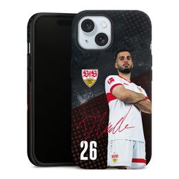 DeinDesign iPhone 15 Handy Panzer Handyh&uuml;lle robuste Outdoor H&uuml;lle Schutzh&uuml;lle matt Official Licensed Product Deniz Undav Vfb Stuttgart Tough Case