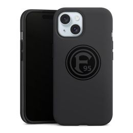 DeinDesign iPhone 15 Handy Panzer Handyh&uuml;lle robuste Outdoor H&uuml;lle Schutzh&uuml;lle matt F95 Fortuna D&uuml;sseldorf Logo Tough Case