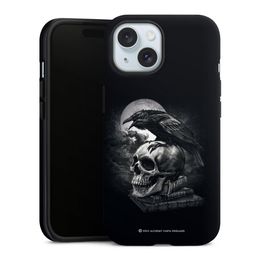 DeinDesign iPhone 15 Handy Panzer Handyh&uuml;lle robuste Outdoor H&uuml;lle Schutzh&uuml;lle matt Raven Skulls Skull Tough Case
