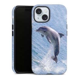 DeinDesign iPhone 15 Handy Panzer Handyh&uuml;lle robuste Outdoor H&uuml;lle Schutzh&uuml;lle matt Wale Ocean Dolphin Tough Case