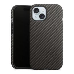 DeinDesign iPhone 15 Handy Panzer Handyh&uuml;lle robuste Outdoor H&uuml;lle Schutzh&uuml;lle matt Carbon Metallic Look Muster Tough Case