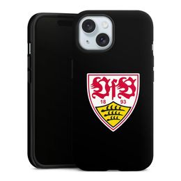 DeinDesign iPhone 15 Handy Panzer Handyh&uuml;lle robuste Outdoor H&uuml;lle Schutzh&uuml;lle matt Vfb Stuttgart Coat Of Arms Official Licensed Product Tough Case