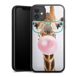 DeinDesign iPhone 11 Handy Gallery Case Handyh&uuml;lle 9H Geh&auml;rtetes Glas R&uuml;ckseite H&uuml;lle Giraffe Animals Glasses Gallery Case