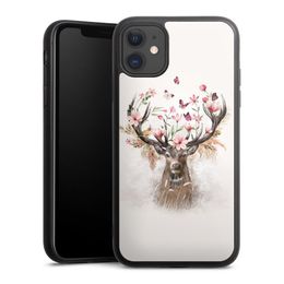 DeinDesign iPhone 11 Handy Gallery Case Handyh&uuml;lle 9H Geh&auml;rtetes Glas R&uuml;ckseite H&uuml;lle Animals Deer Flowers Gallery Case