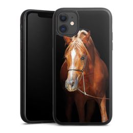 DeinDesign iPhone 11 Handy Gallery Case Handyh&uuml;lle 9H Geh&auml;rtetes Glas R&uuml;ckseite H&uuml;lle Horse Mare Hobby Gallery Case