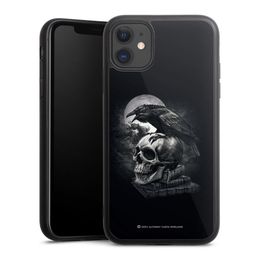 DeinDesign iPhone 11 Handy Gallery Case Handyh&uuml;lle 9H Geh&auml;rtetes Glas R&uuml;ckseite H&uuml;lle Skulls Skull Raven Gallery Case