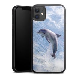 DeinDesign iPhone 11 Handy Gallery Case Handyh&uuml;lle 9H Geh&auml;rtetes Glas R&uuml;ckseite H&uuml;lle Wale Ocean Dolphin Gallery Case