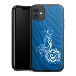 DeinDesign iPhone 11 Handy Gallery Case Handyh&uuml;lle 9H Geh&auml;rtetes Glas R&uuml;ckseite H&uuml;lle Merchandise Msv Duisburg Zebra Gallery Case