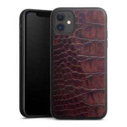 DeinDesign iPhone 11 Handy Gallery Case Handyh&uuml;lle 9H Geh&auml;rtetes Glas R&uuml;ckseite H&uuml;lle Leather Crocodile Animal Print Gallery Case