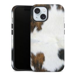 DeinDesign iPhone 15 Handy Panzer Handyh&uuml;lle robuste Outdoor H&uuml;lle Schutzh&uuml;lle matt Cow Fur Cow Skin Tough Case