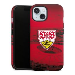 DeinDesign iPhone 15 Handy Panzer Handyh&uuml;lle robuste Outdoor H&uuml;lle Schutzh&uuml;lle matt Vfb Stuttgart Official Licensed Product Stadium Tough Case