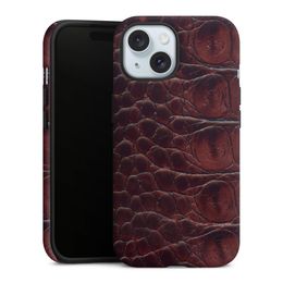 DeinDesign iPhone 15 Handy Panzer Handyh&uuml;lle robuste Outdoor H&uuml;lle Schutzh&uuml;lle matt Leather Crocodile Animal Print Tough Case